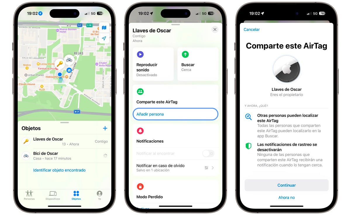 Cómo compartir un AirTag en iOS 17